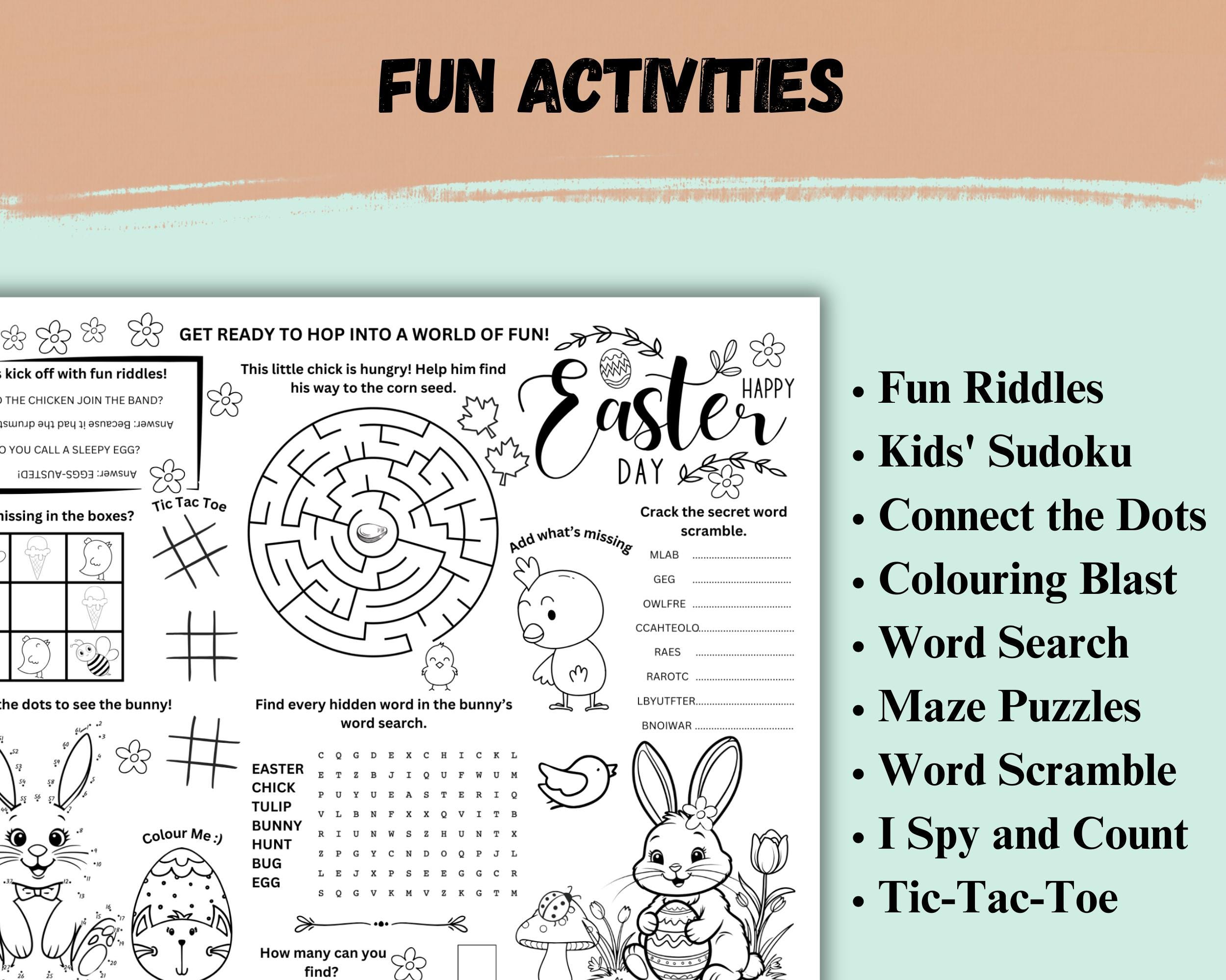Printable Easter Activity Placemat for Kids – Easter Colouring Pages ...