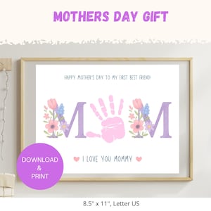 Printable Mothers Day Handprint Art – Gift Handprint Children, DIY Kids ...