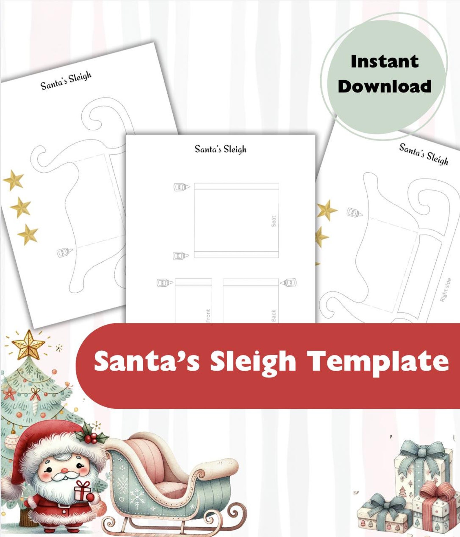 DIY Santa's Sleigh Template | Printable Christmas Craft for Kids - Etsy