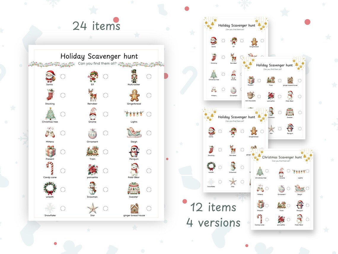 Kids Christmas Scavenger Hunt Printable, Fun Christmas Activity, Travel ...