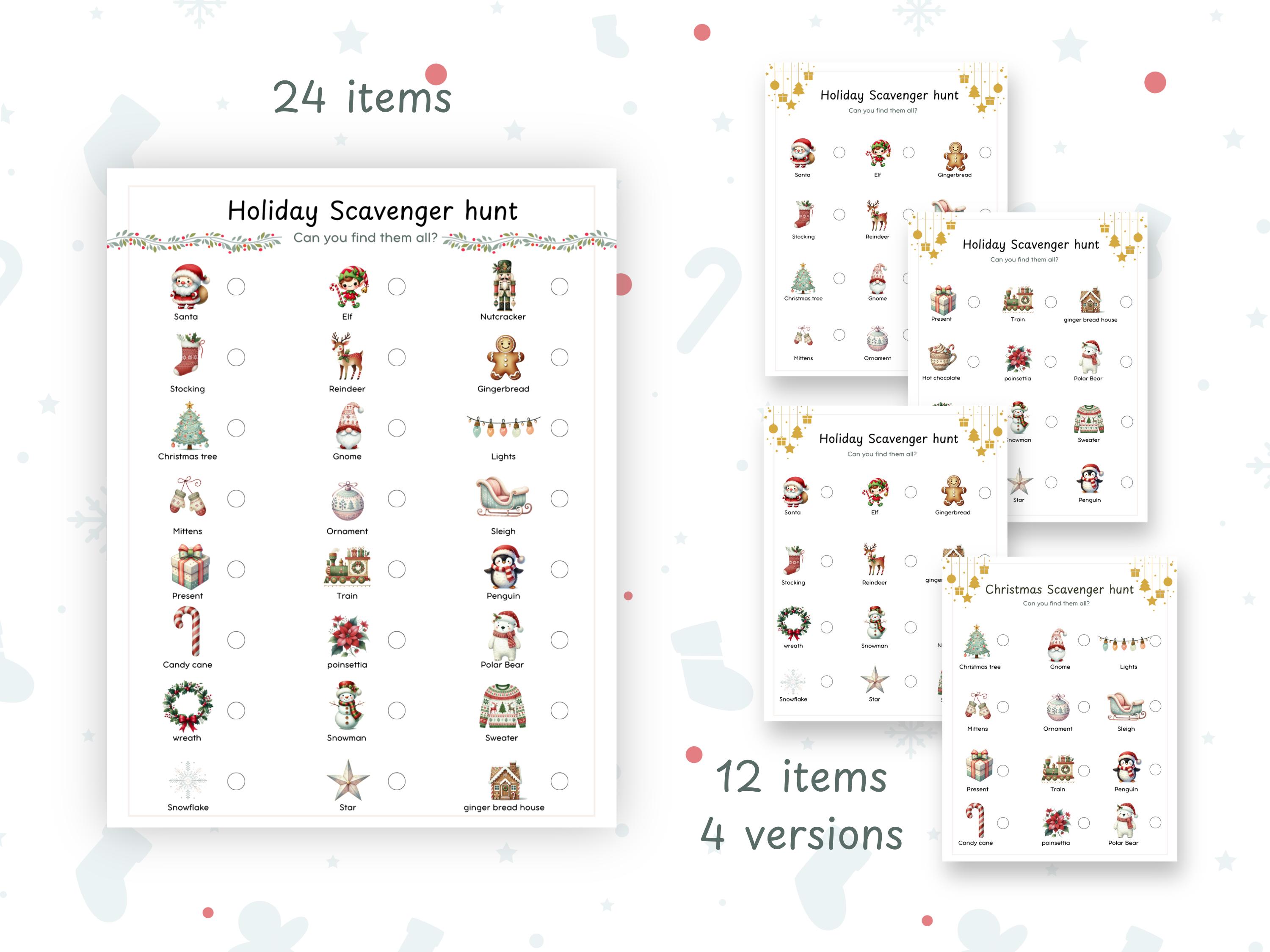 Kids Christmas Scavenger Hunt Printable, Fun Christmas Activity, Travel ...