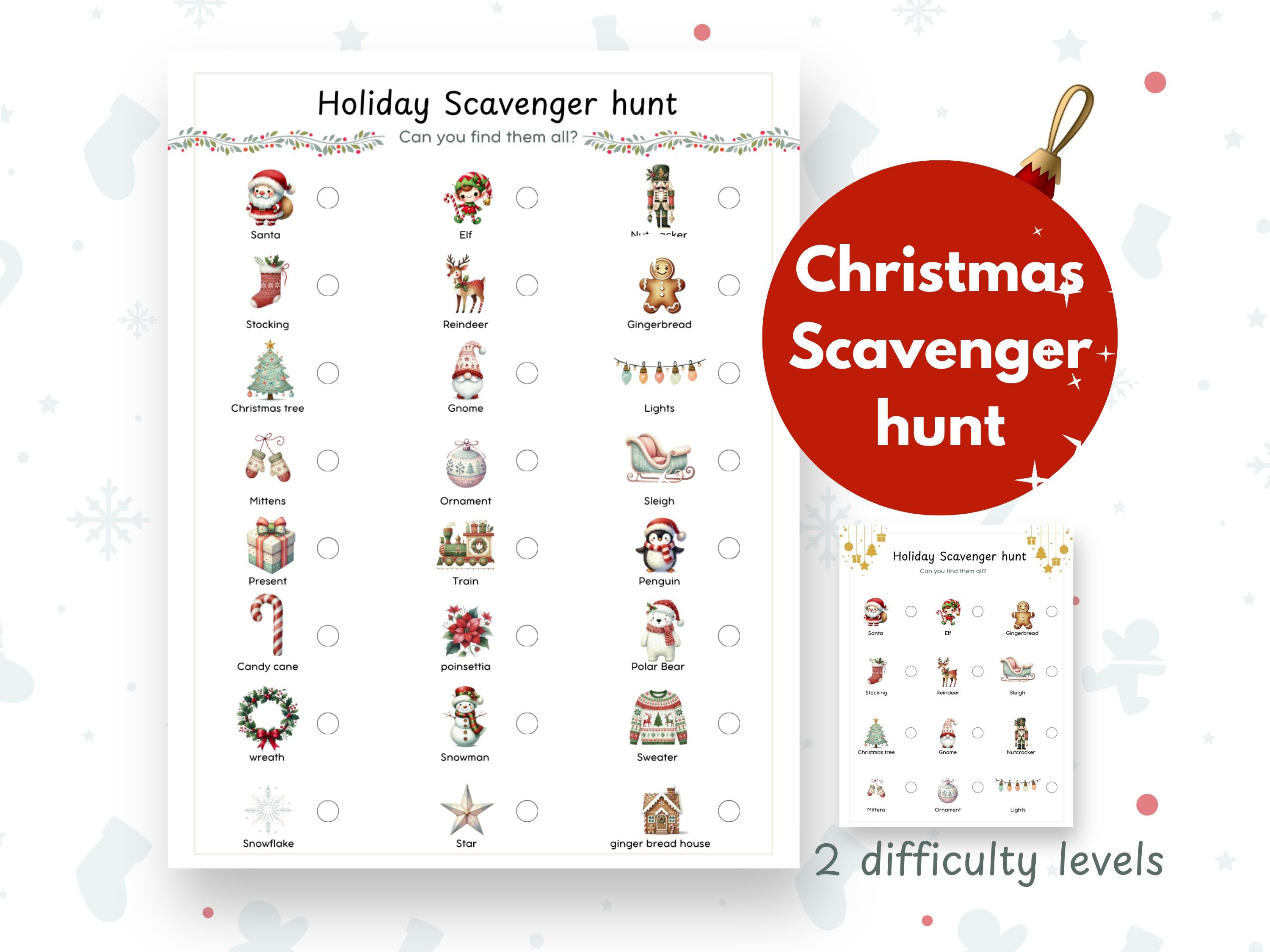 Kids Christmas Scavenger Hunt Printable, Fun Christmas Activity, Travel ...