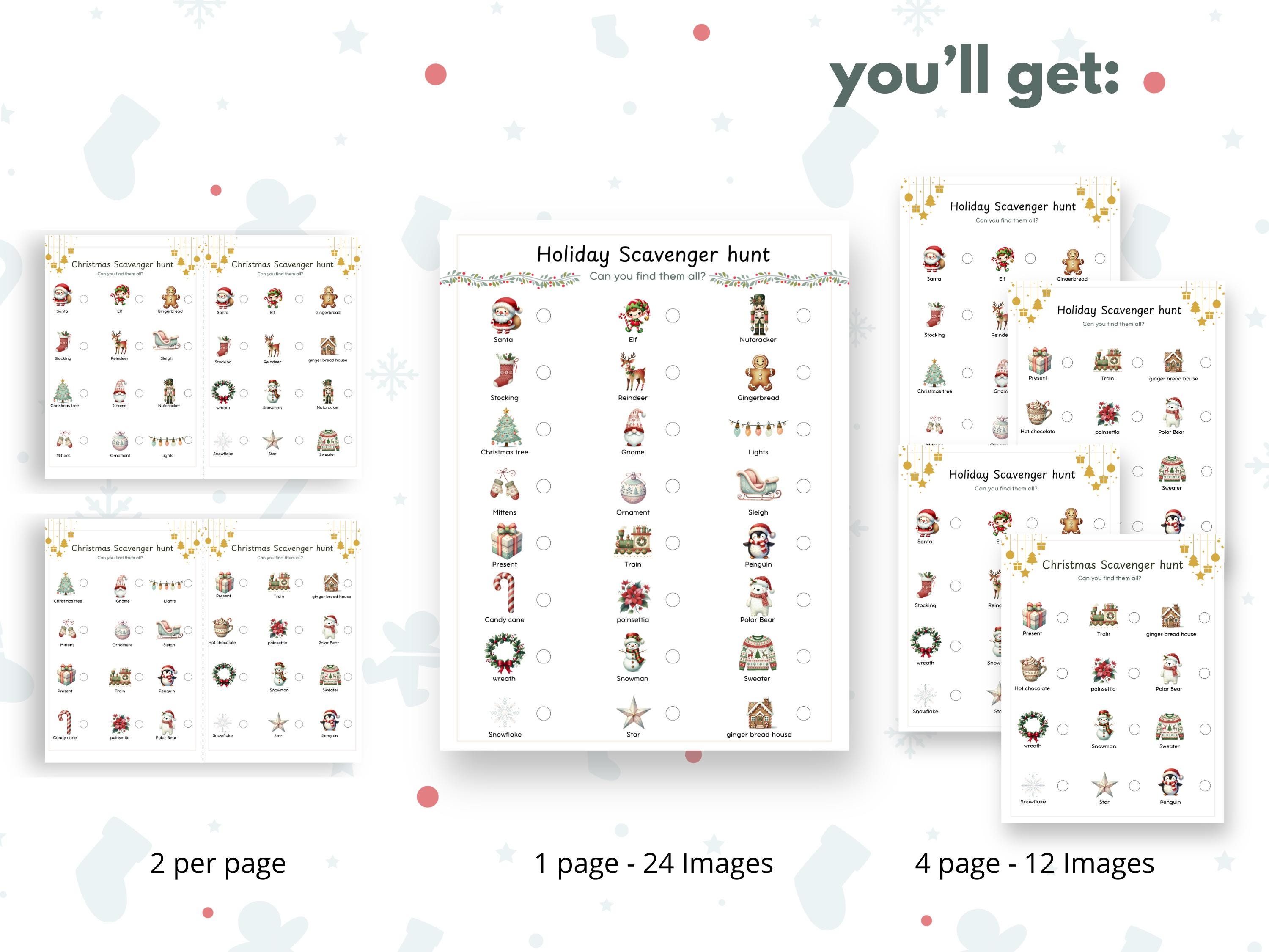 Kids Christmas Scavenger Hunt Printable, Fun Christmas Activity, Travel ...