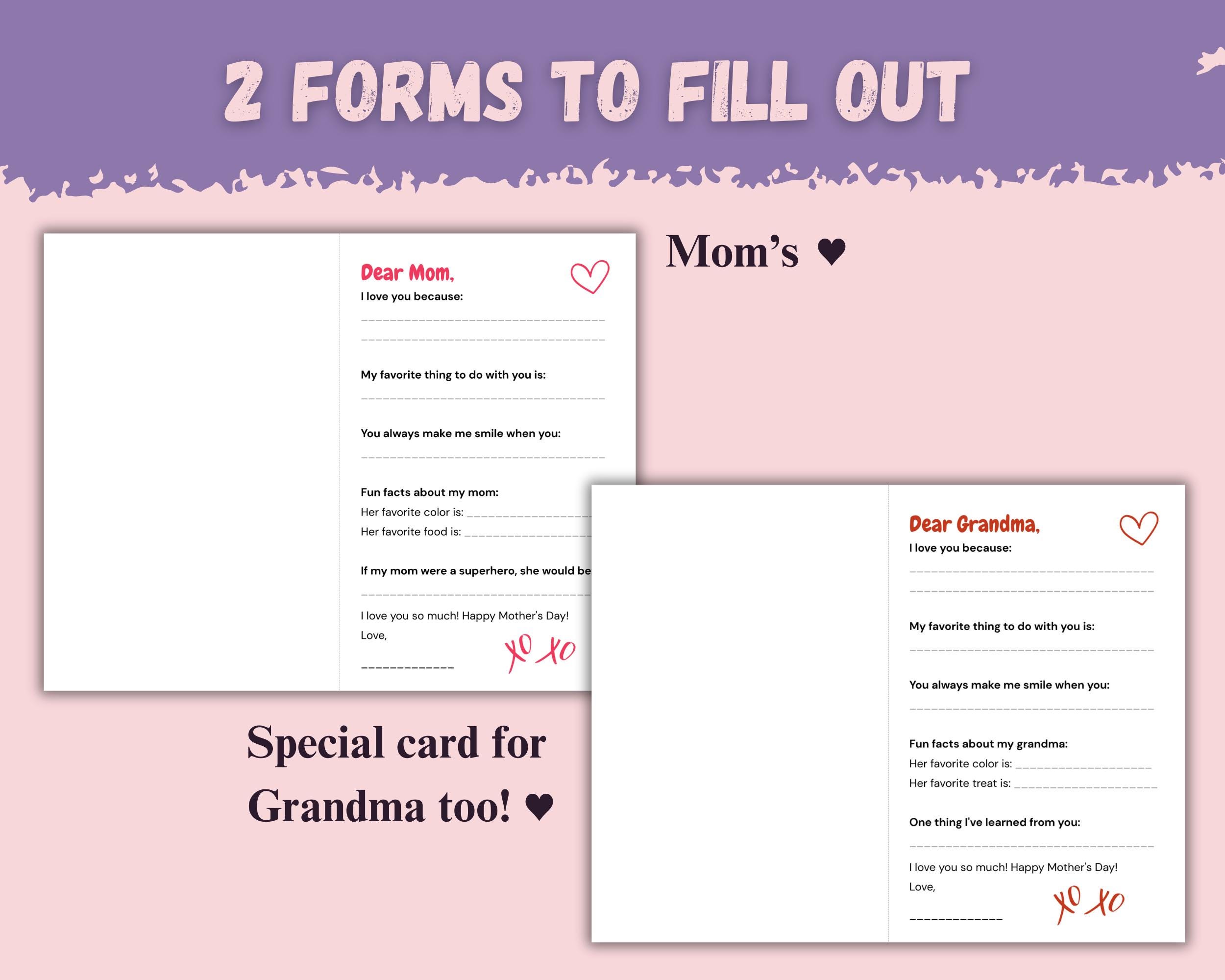 Mother’s Day Cards Printable – DIY Kids' Cards to Color – Gifts for Mom ...