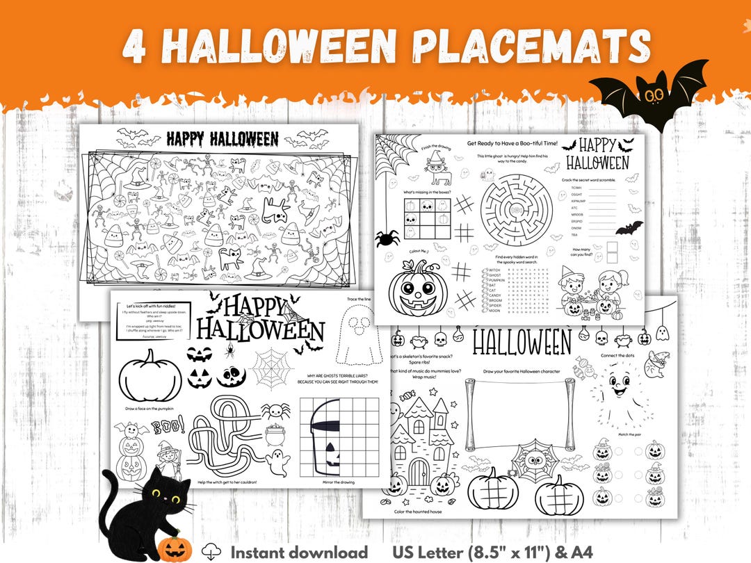 HALLOWEEN Activity Placemat for Kids – Halloween Coloring Pages ...