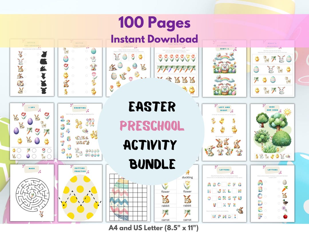 Printable Easter Preschool Activity Bundle – Fun Educational Worksheets ...