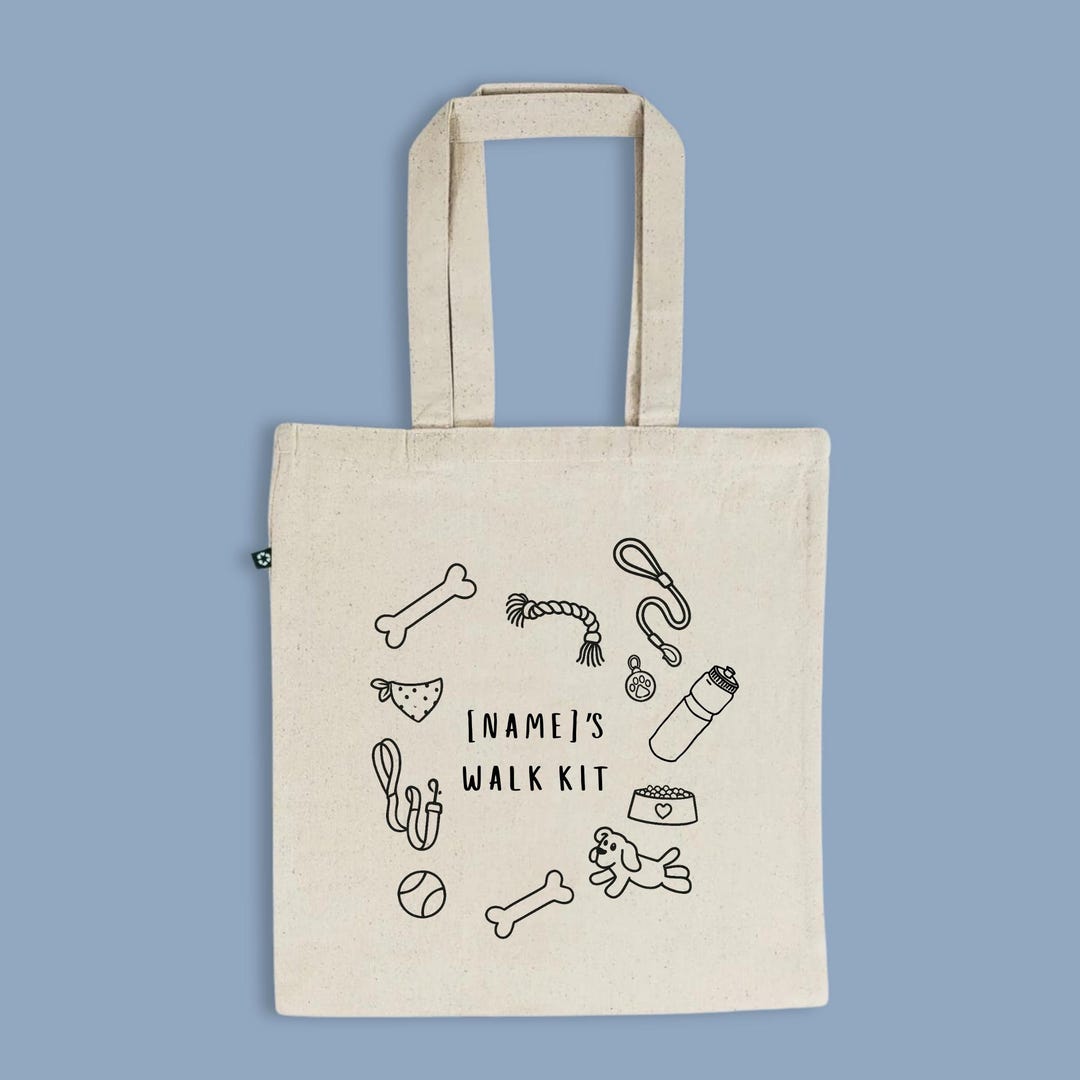 Custom Dog Walk Kit Tote Bag – Personalized Pet Walking Bag With Name ...