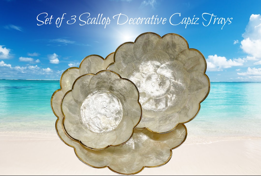 Capiz Shell Trays: Set of 3, Coastal Decor - Etsy