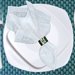 Set of 4 Paua Abalone Shell Napkin Rings for Coastal Beach and Nautical ...