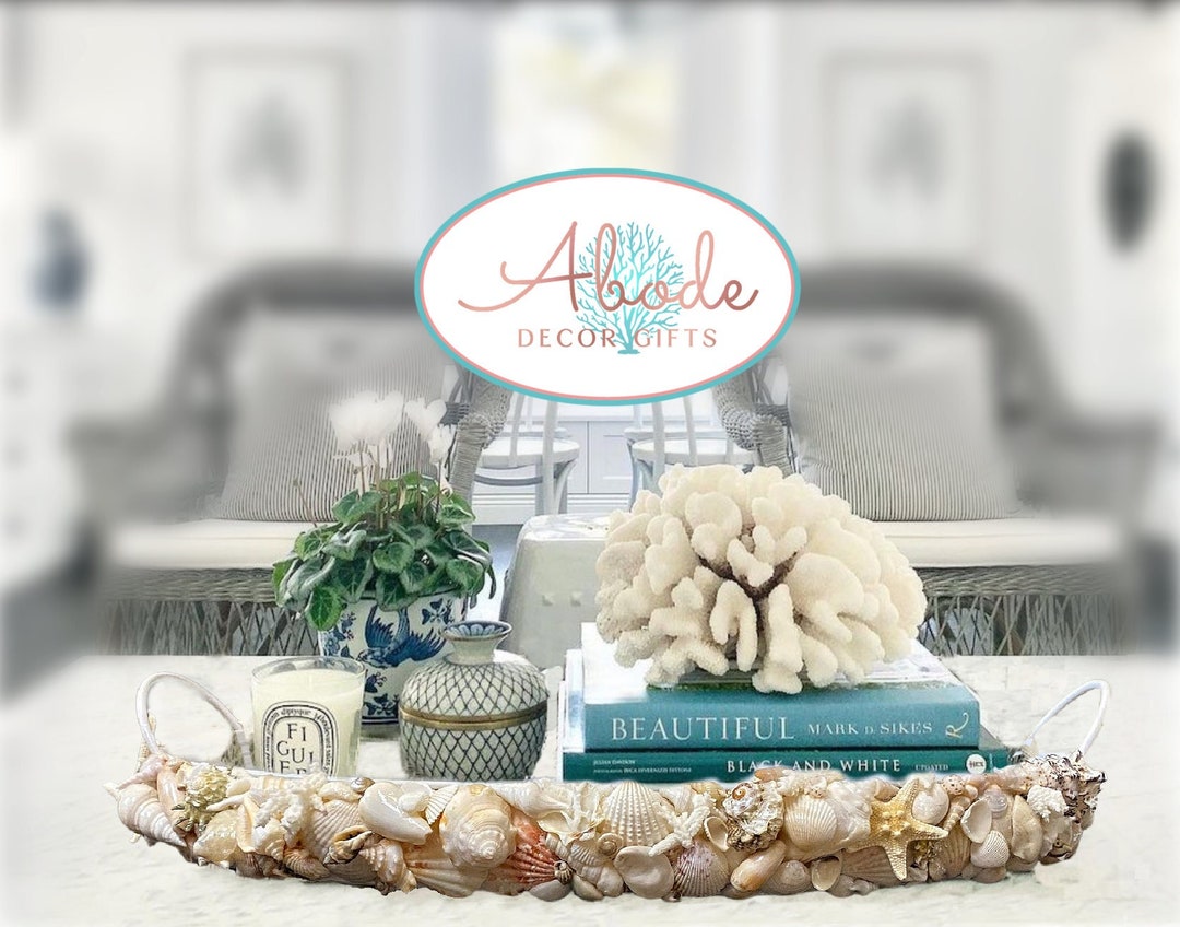 Seashell Serving Tray Coastal Centerpiece Decor - Etsy