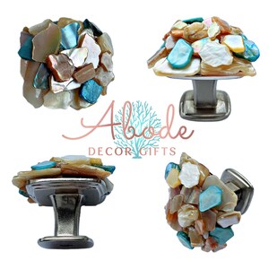 Natural CRUSHED Seashell Cabinet Handles Pulls and Knobs for Coastal ...