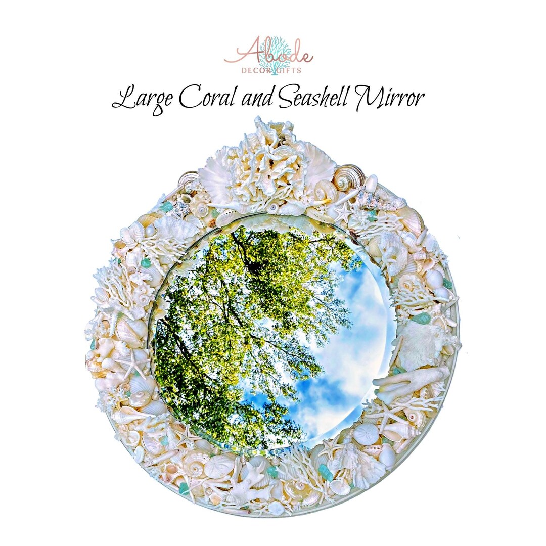 Seashell and Coral Framed Mirror for Coastal and Nautical Decor ...