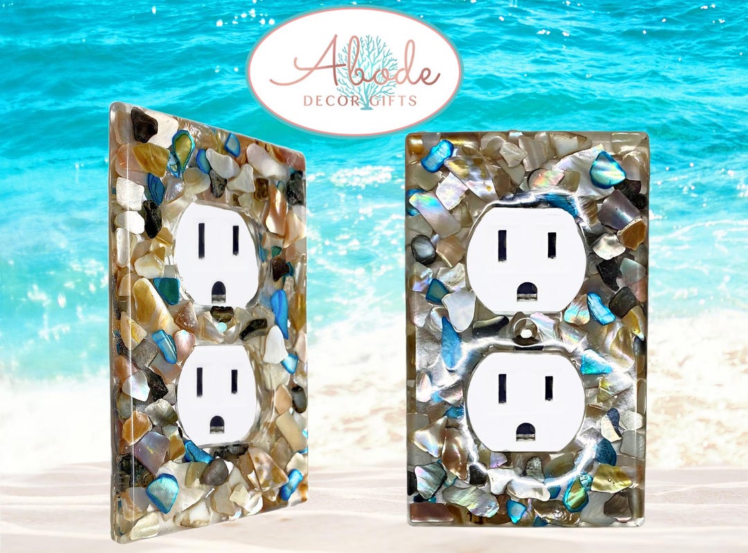 Crushed Shells in Acrylic Outlet Cover for Coastal Beach and Nautical ...
