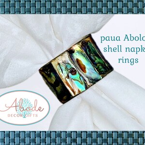 Set of 4 Paua Abalone Shell Napkin Rings for Coastal Beach and Nautical ...