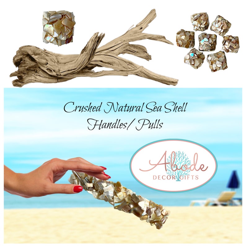 Natural CRUSHED Seashell Cabinet Handles Pulls and Knobs for Coastal ...