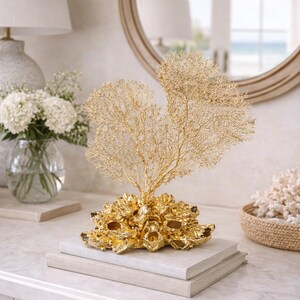 Gold Sea Fan Coral Barnacle Cluster, Coastal Nautical Decor - Etsy