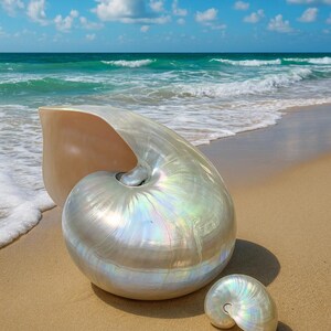 Giant Pearlized Nautilus Shell: Coastal Decor Collector's Piece (9 Inch ...