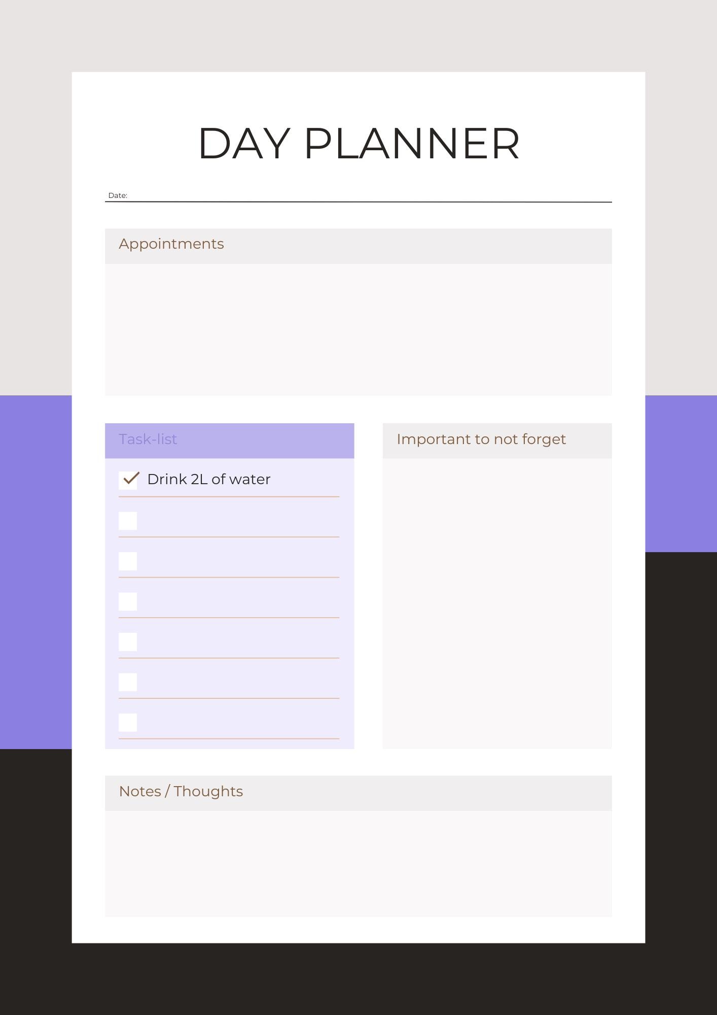 Printable Daily Productivity Planner | Minimalist To-do List | Digital ...