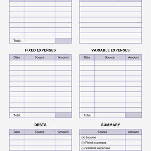 Printable Monthly Budget Planner | Blue Minimalist Finance Tracker ...
