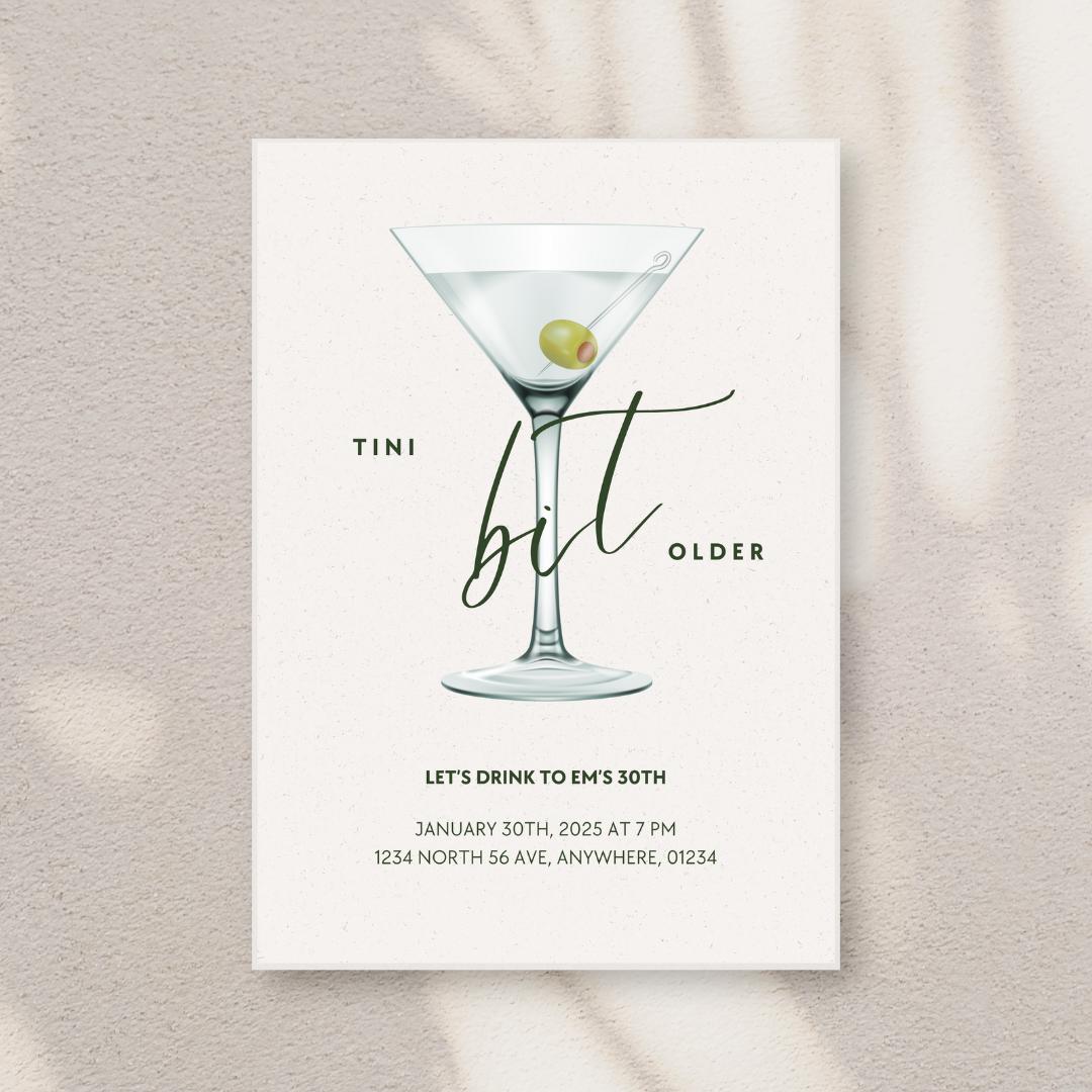 30th Birthday Martini Party Invitation Editable Cocktail Birthday ...