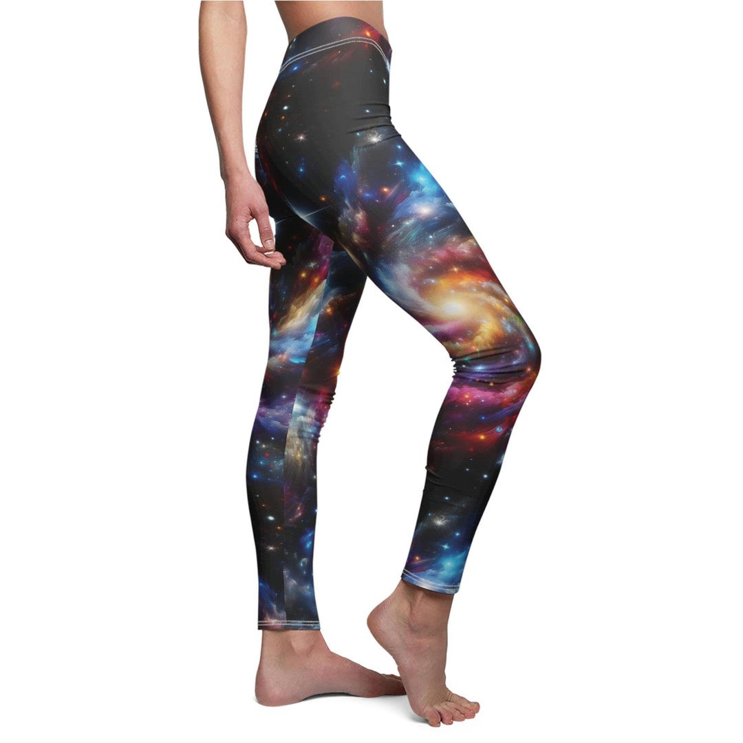 Cosmic Sky Pattern Leggings, Space Theme Yoga Pants, Celestial Print ...