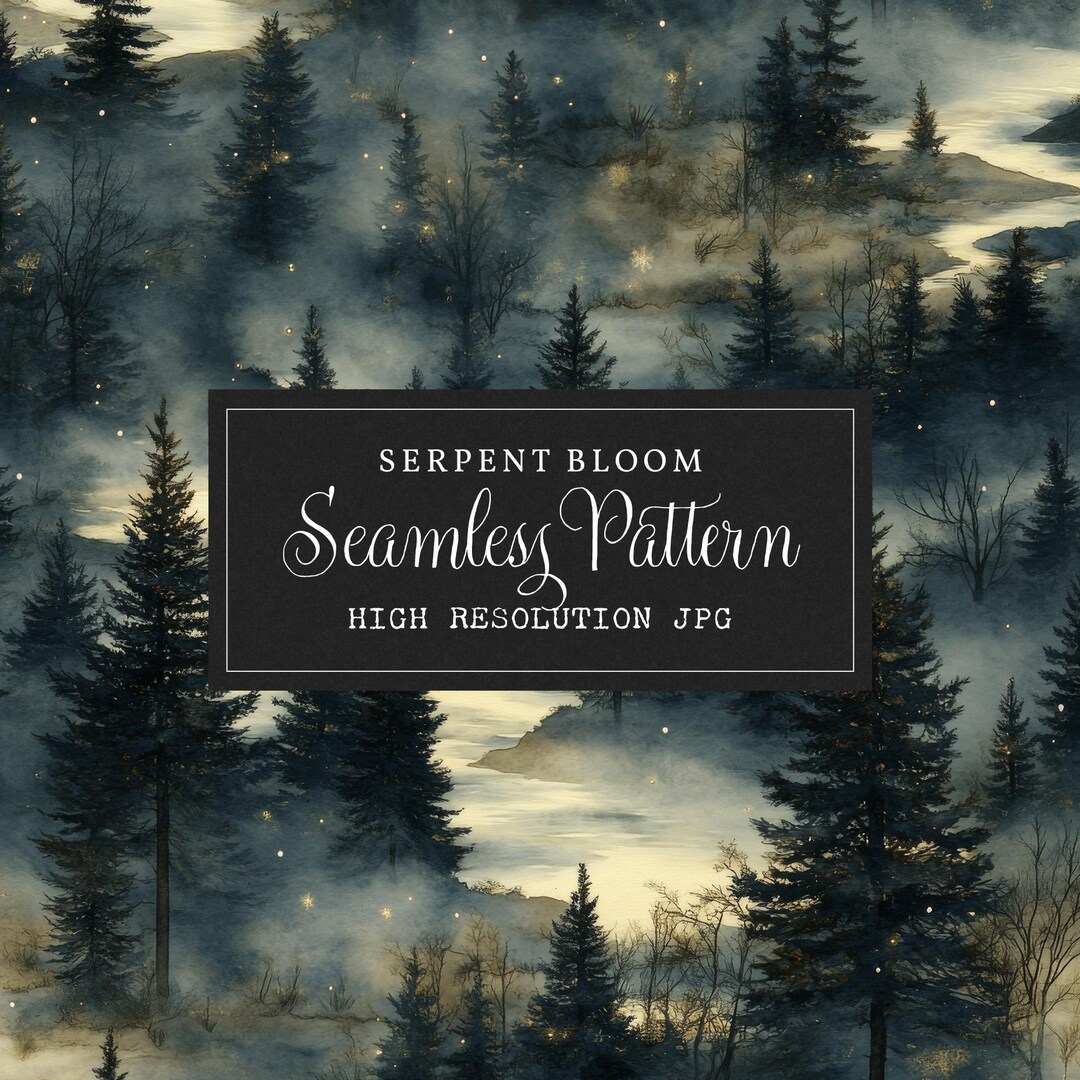 Mystic Fog Woodland Seamless Pattern for Printing Dark Moody Magical ...
