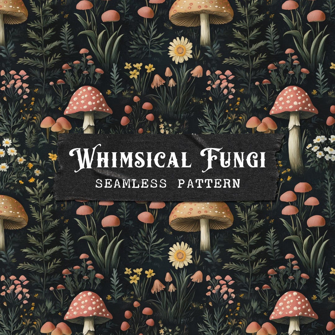 Witchy Fairytale Forest Seamless Pattern, Cottagecore Mushroom Digital ...