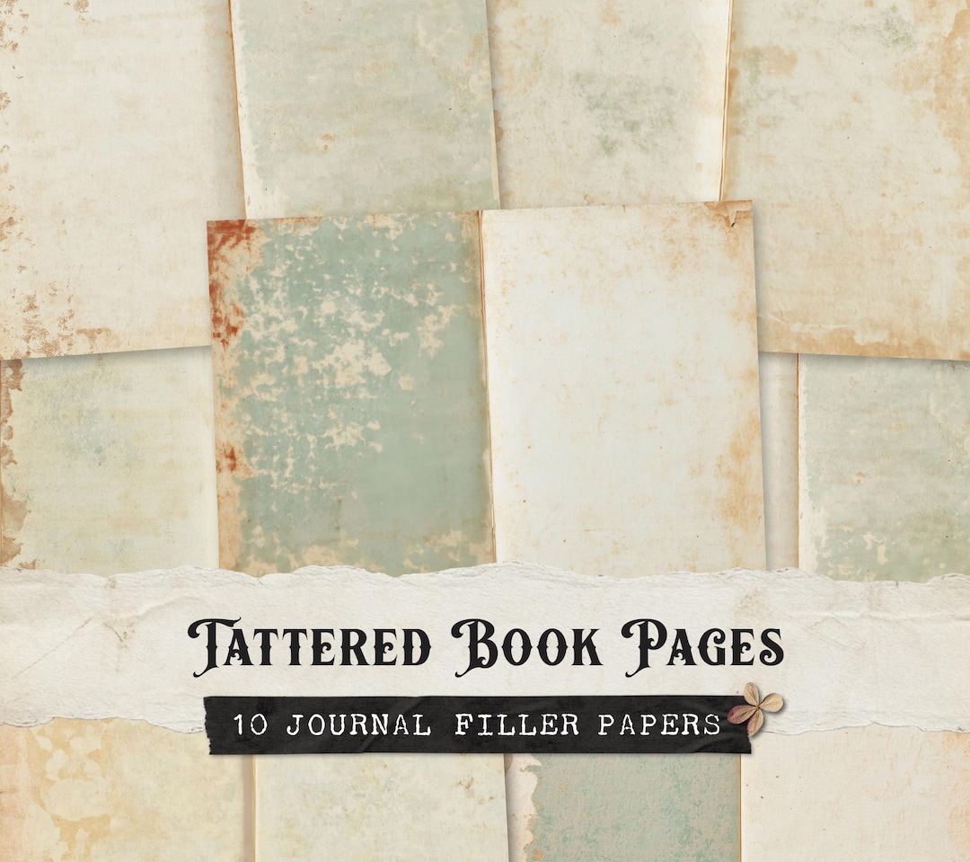 Tattered Old Book Pages: Neutral Grungy Blank Junk Journal Filler ...