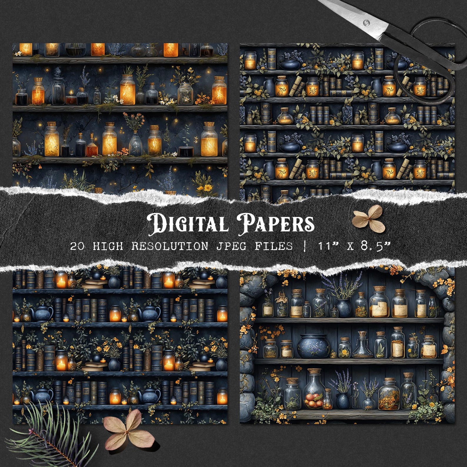 Witchy Apothecary Digital Paper Pack, Mystical Junk Journal Kit ...