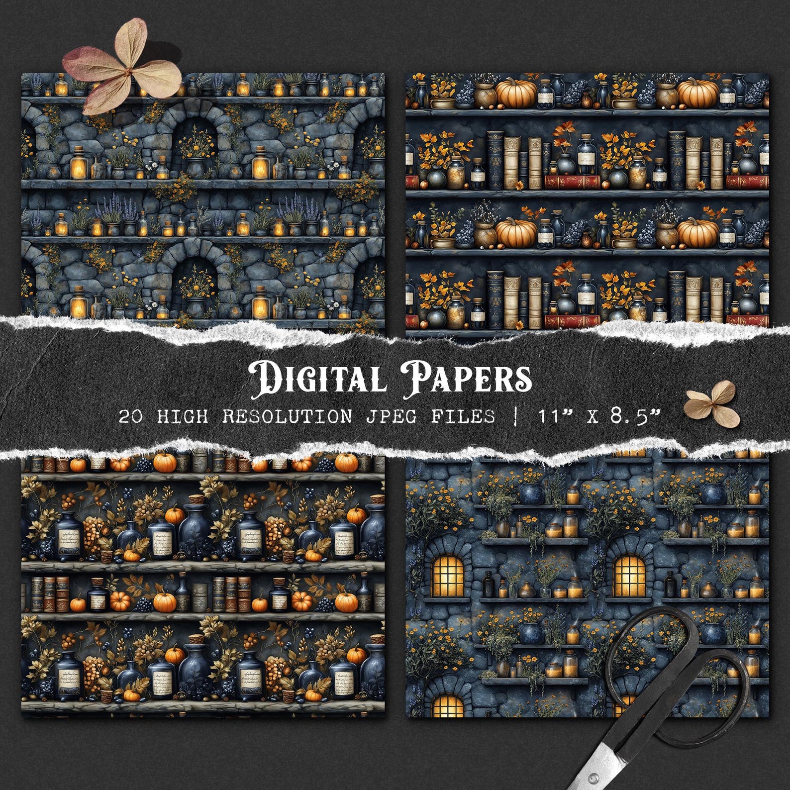 Witchy Apothecary Digital Paper Pack, Mystical Junk Journal Kit ...