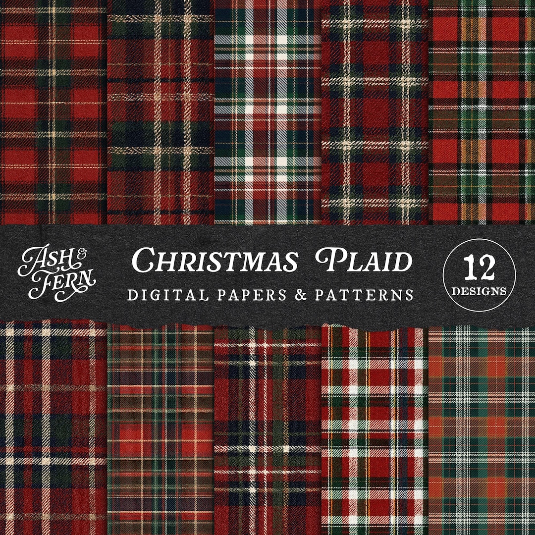 Red Plaid Christmas Digital Papers & Seamless Patterns: Traditional ...