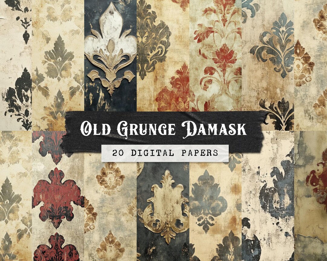 Antique Damask Digital Paper: Grunge Victorian Textures (digital ...