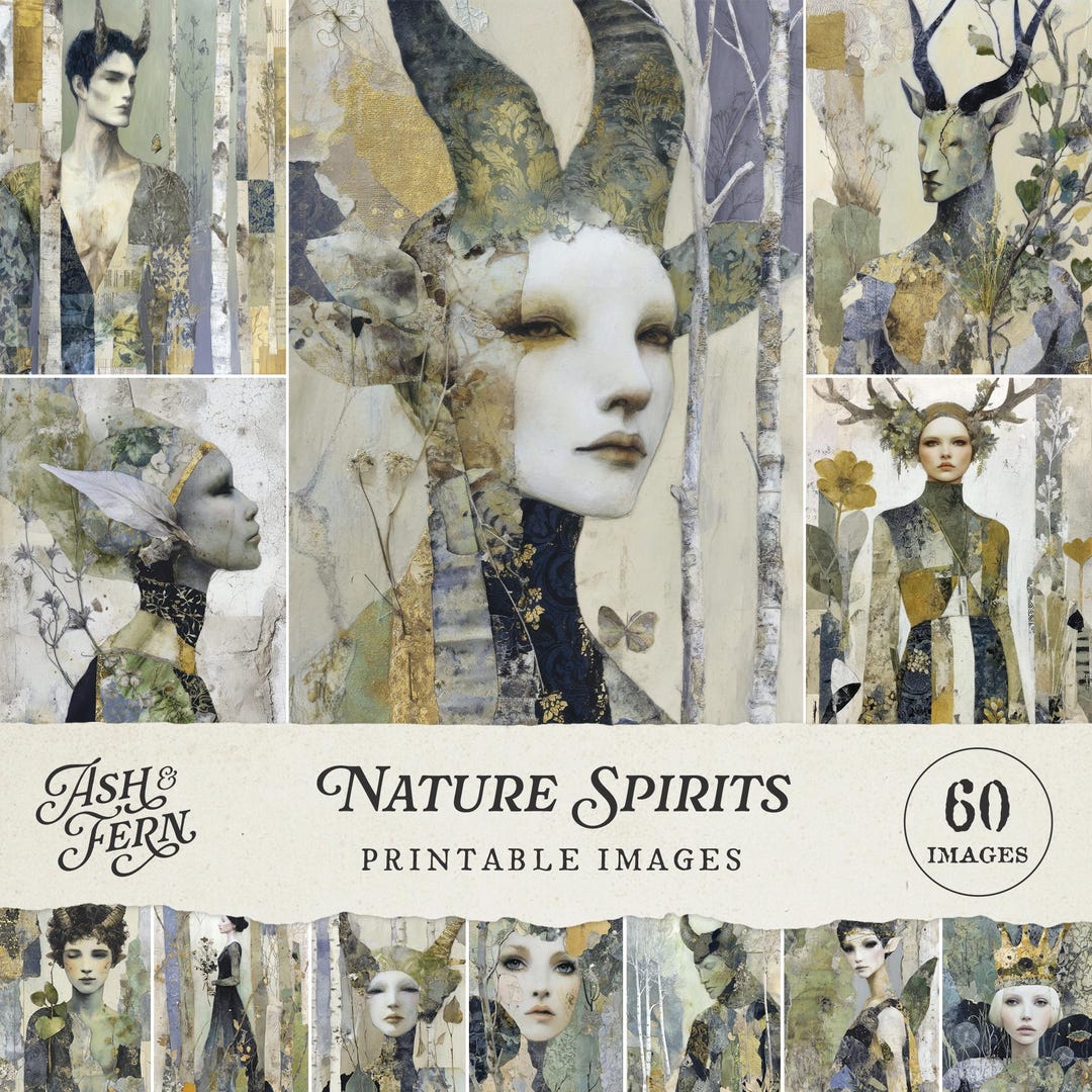 Nature Spirits Printable Art Images: Forest Elves Horned Fae Pagan ...
