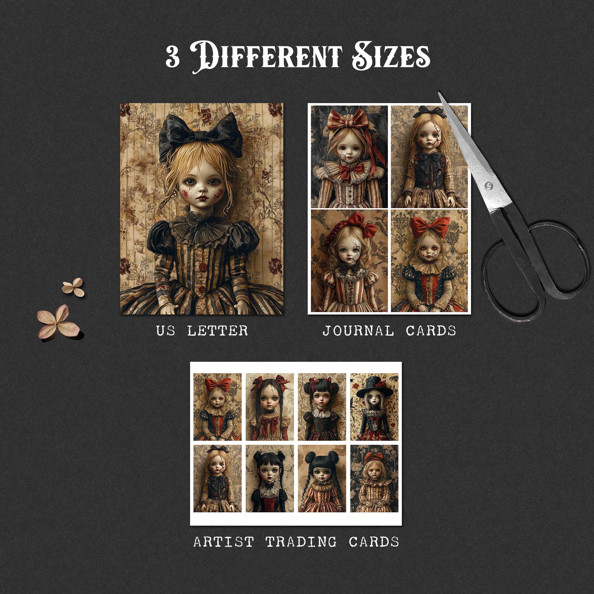 Creepy Vintage Halloween Doll Art: Gothic Ephemera Prints (digital ...