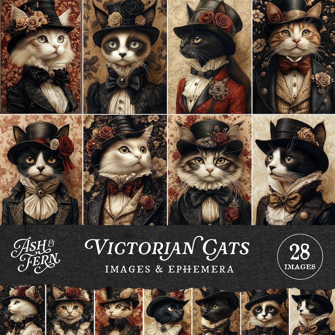 Victorian Cat Portraits Images, Steampunk Aristocrat Cat Ephemera ...