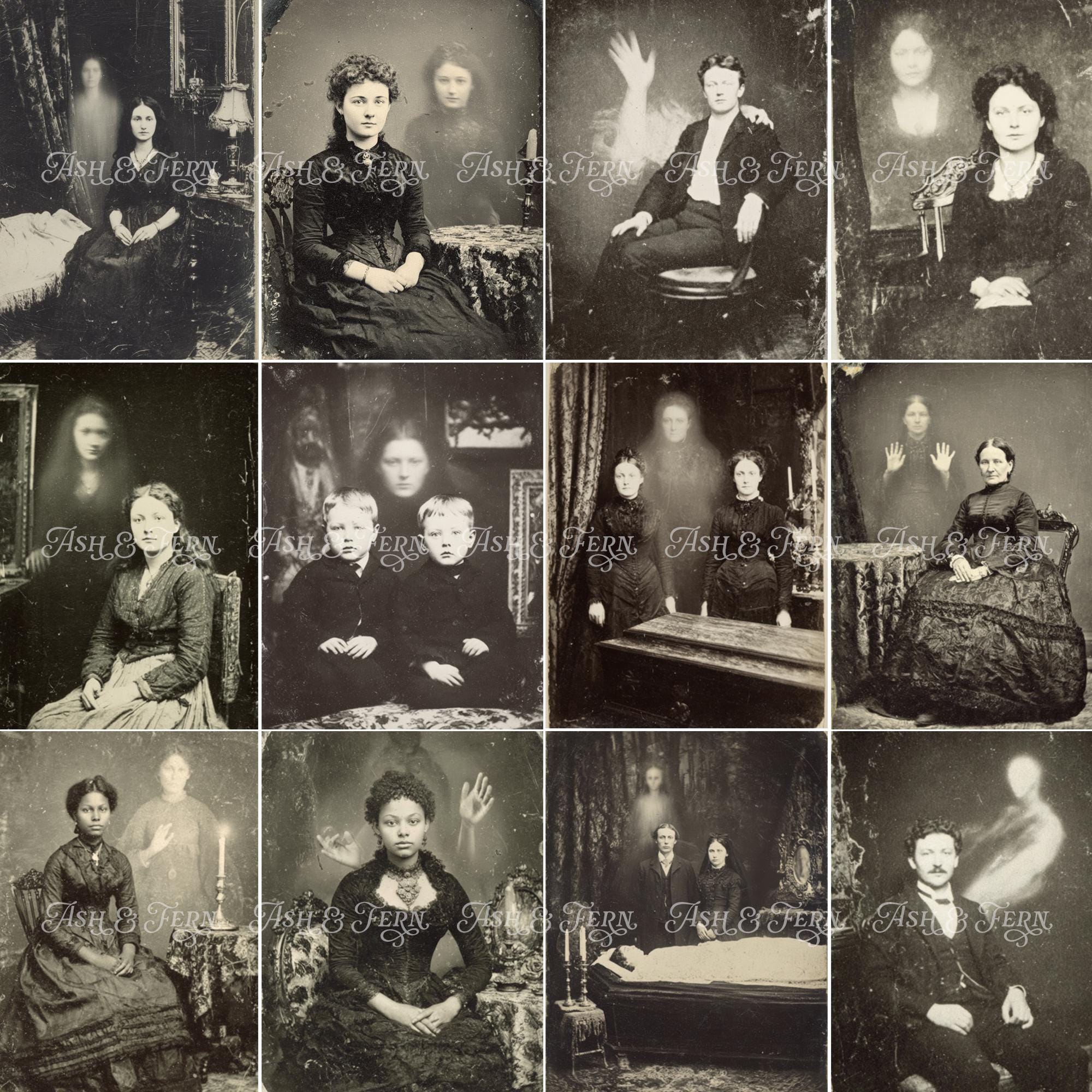 Spirit Photography Ephemera, Victorian Halloween Art, Haunted Ghost ...