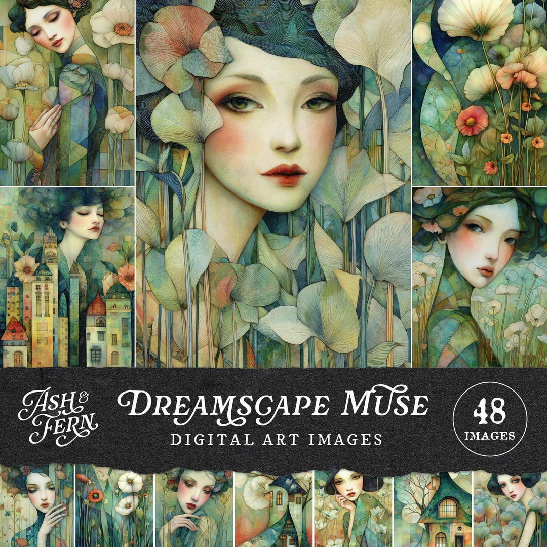 Whimsical Woman Portrait Art: Surreal Floral Collage Pages (digital ...