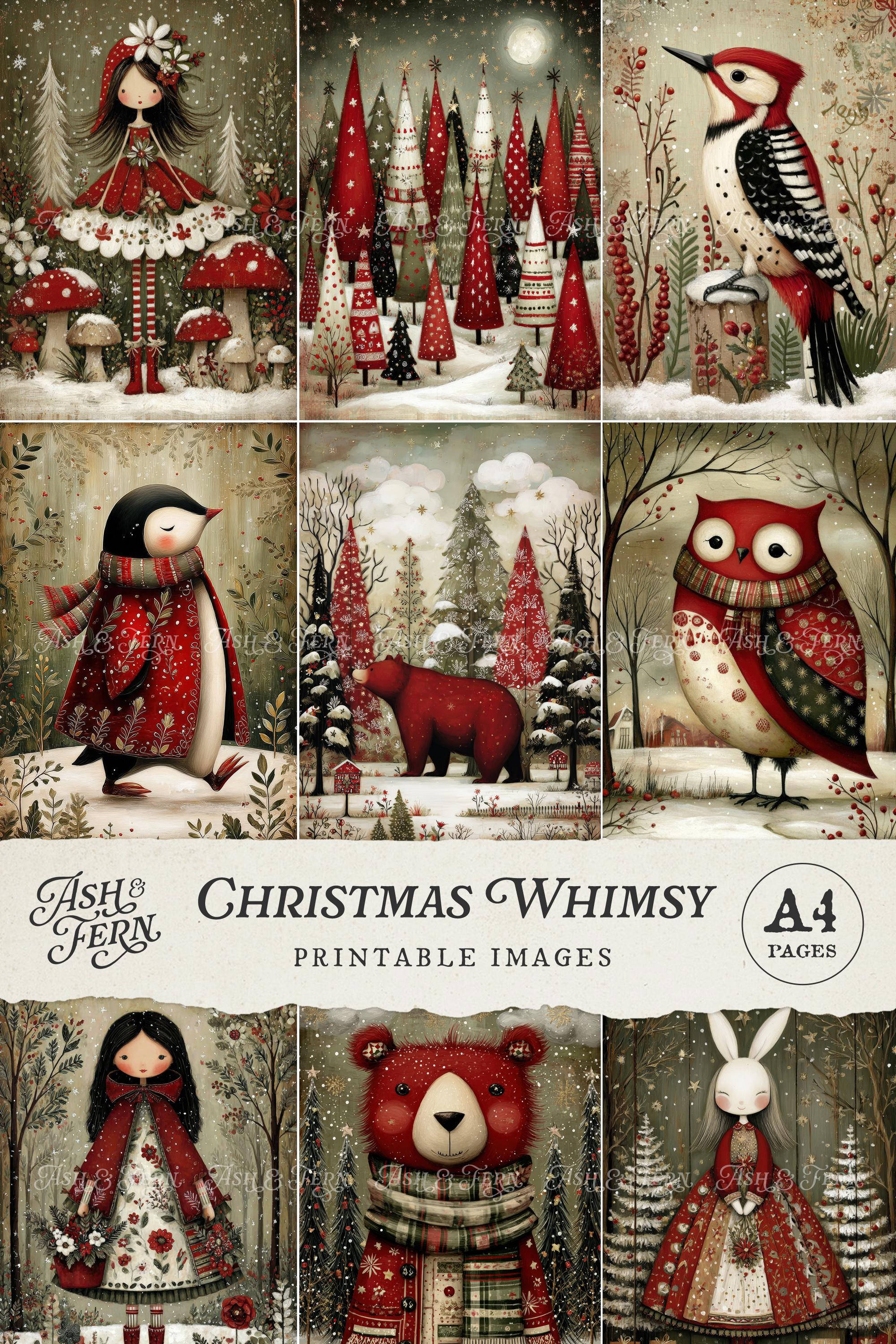 Scandi Christmas Images: Printable Whimsical Folk Fairytale Animals ...