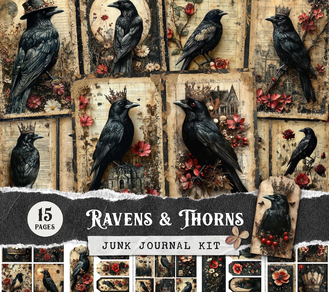 Gothic Raven Junk Journal Kit: Macabre Ephemera, Dark Academia (digital ...