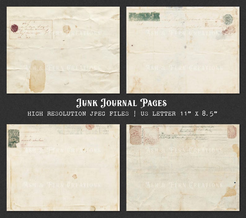 Antique Document Junk Journal Filler Pages, Vintage Style Handwriting ...