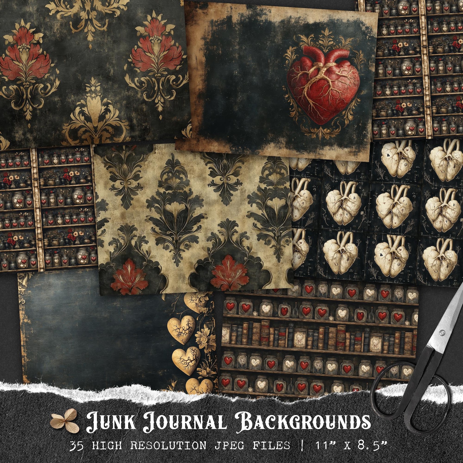 Victorian Gothic Digital Paper Pack – Damask Wallpapers, Dark Academia ...