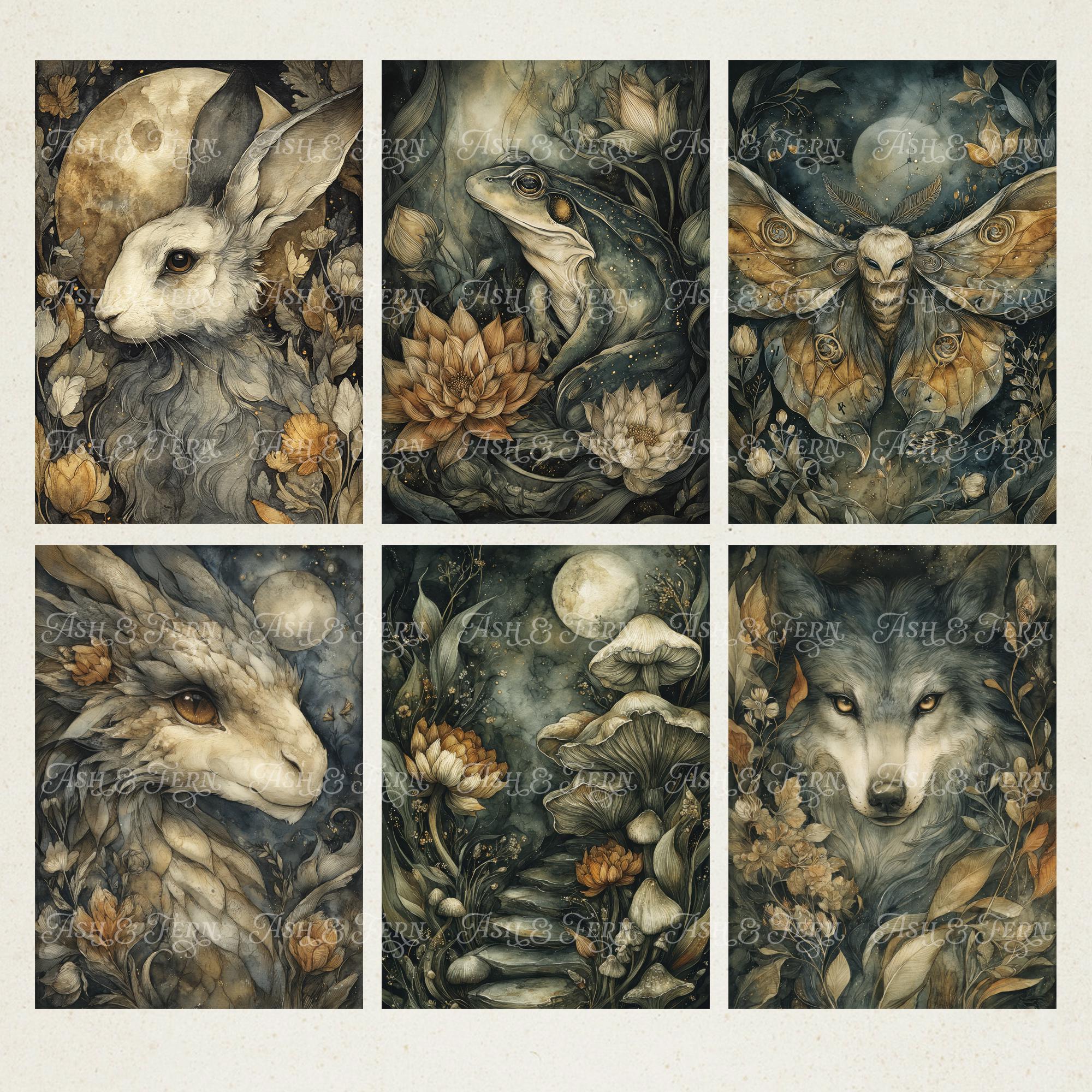 Mystical Woodland Animals Printable Art Bundle: Fae Forest Fantasy ...