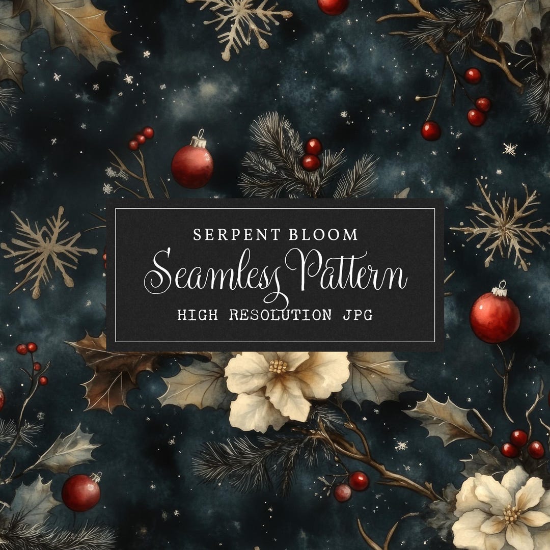 Cosmic Winter Florals Snowflake Decorations Seamless Pattern for ...