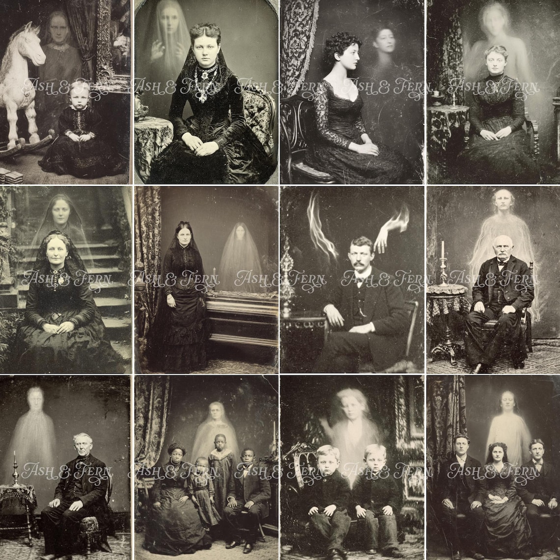 Spirit Photography Ephemera, Victorian Halloween Art, Haunted Ghost ...