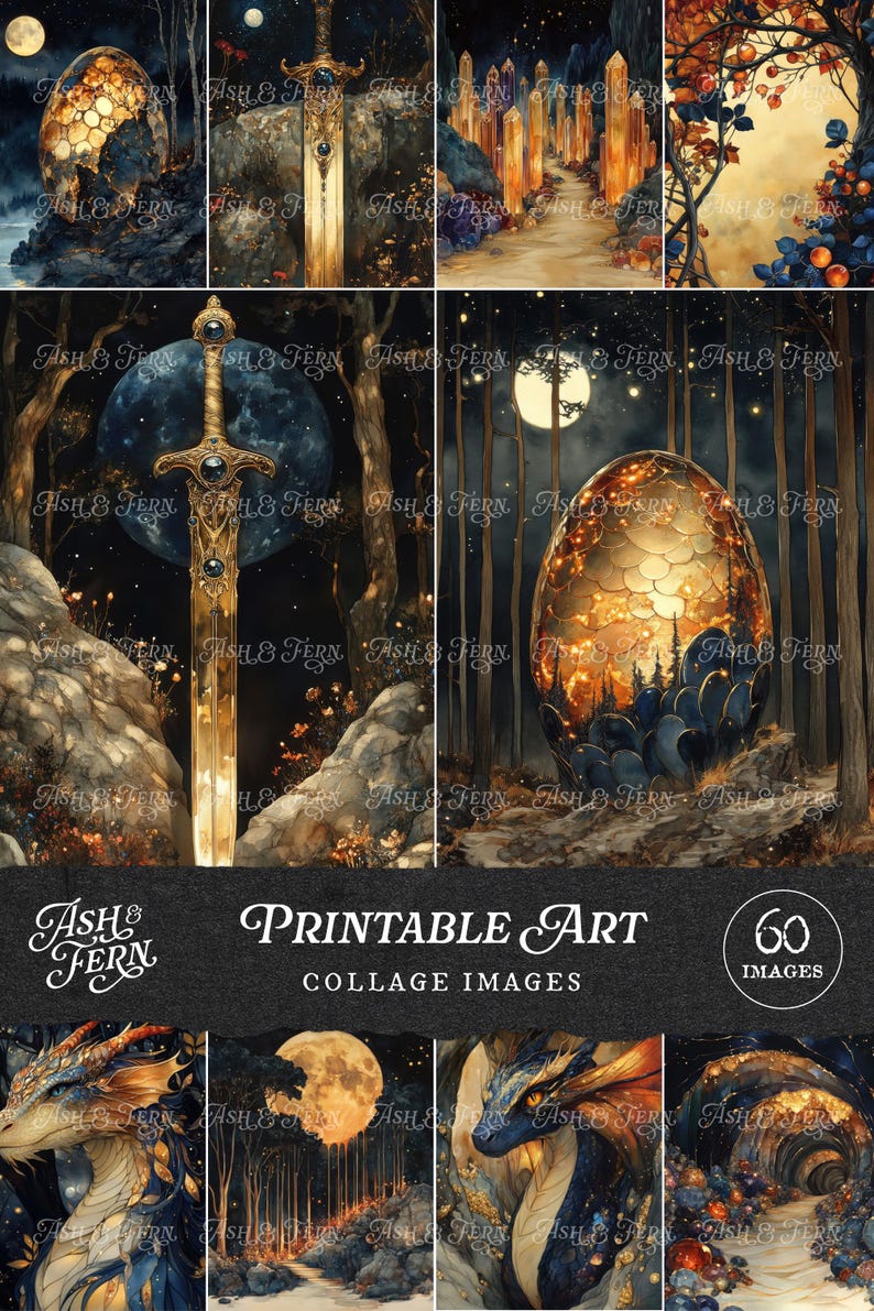 Fantasy Dragon Printable Images: Moon Crystals Enchanted Caves Magical ...