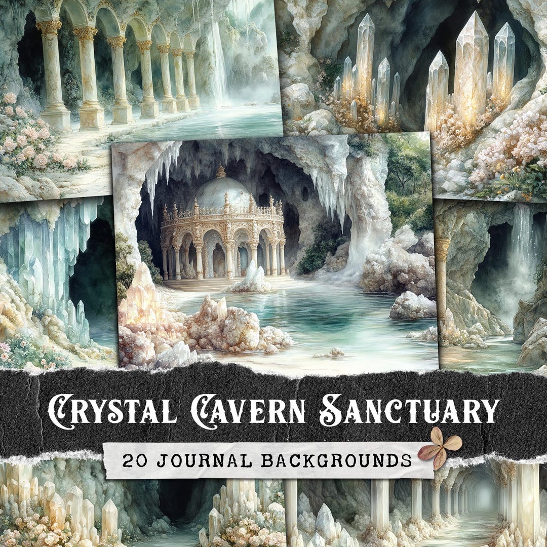 Crystal Cave Junk Journal Pages: Elven Realm Scrapbook Paper (digital ...