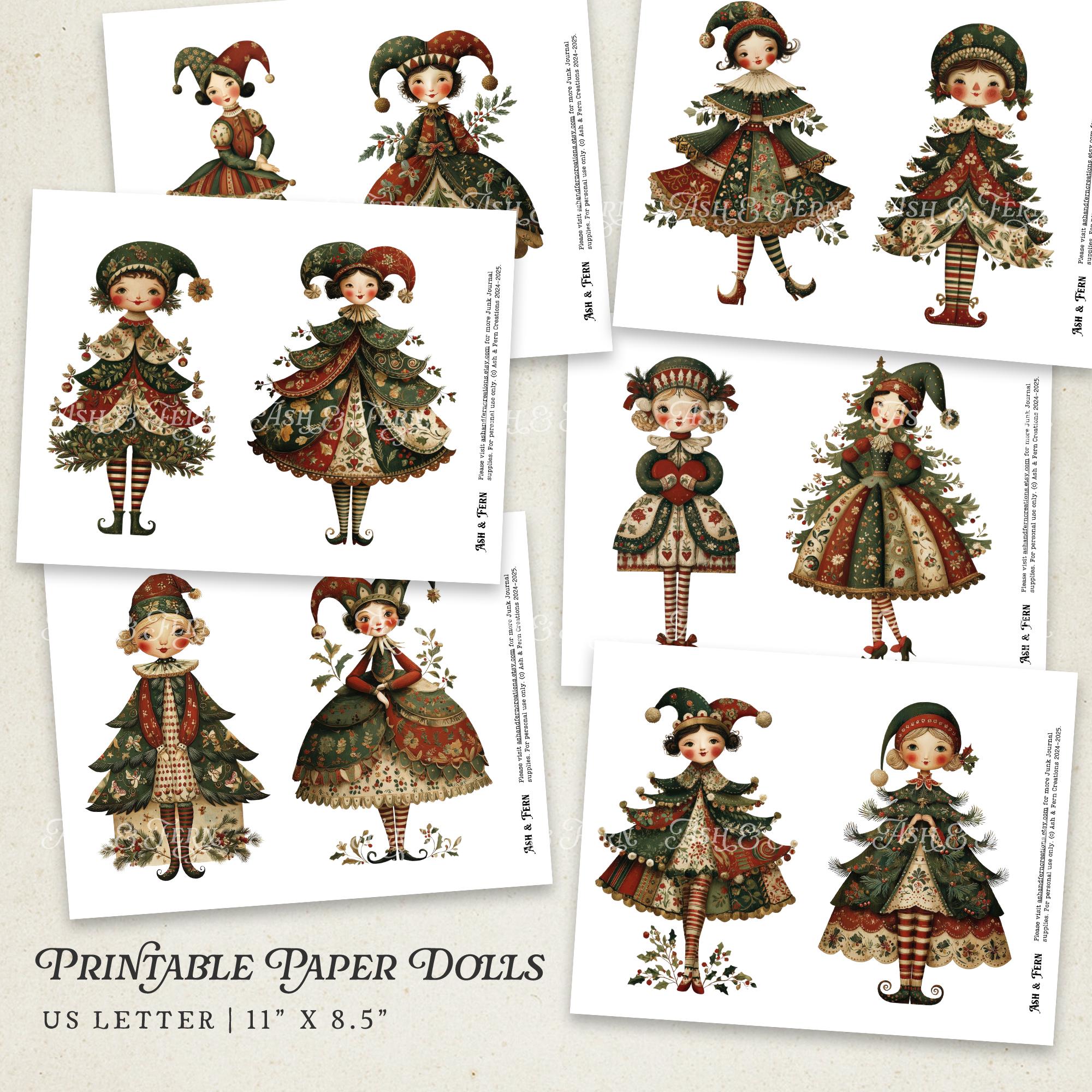 Christmas Elf Paper Dolls Printable Vintage Ephemera Cutouts Fussy Cuts ...