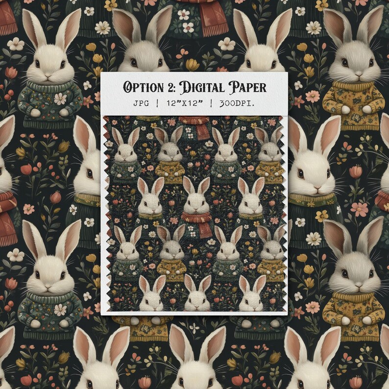 Whimsical Bunny Seamless Pattern, Fairytale Animal Digital Paper ...