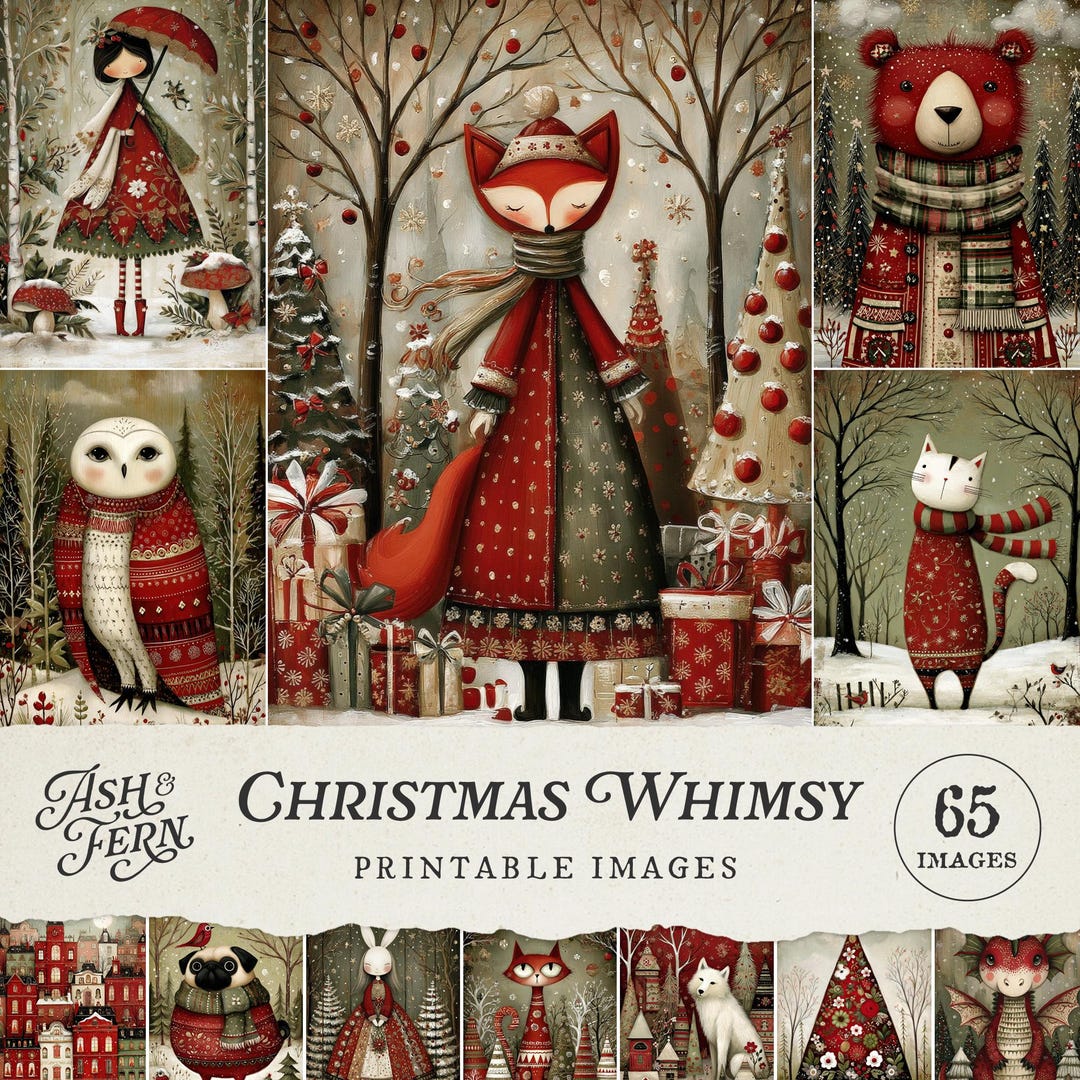 Scandi Christmas Images: Printable Whimsical Folk Fairytale Animals ...