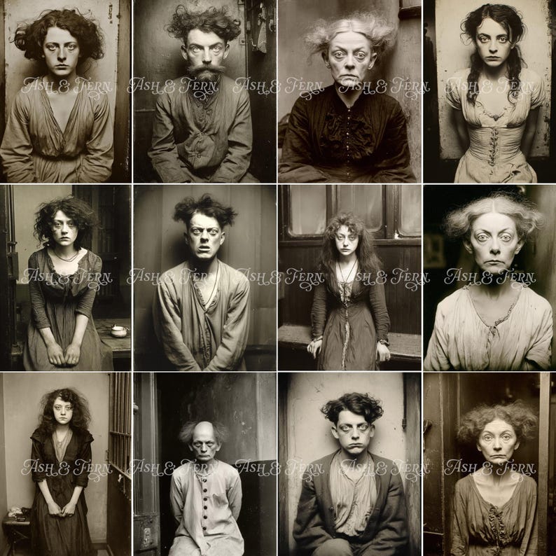 Asylum Patient Photos, Vintage-style Printable Portraits, Dark Ephemera ...
